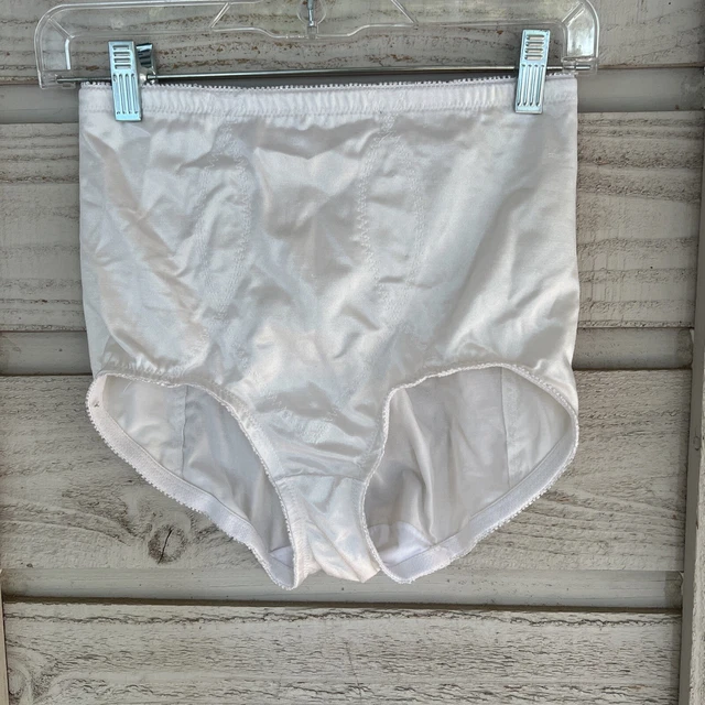 VINTAGE UNDERSCORE LIGHT Control Brief Panties White Nylon Granny XL ...