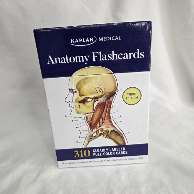 KAPLAN MEDICAL ANATOMY Flashcards 3rd Ed 310 Full-Color Labeled Study ...