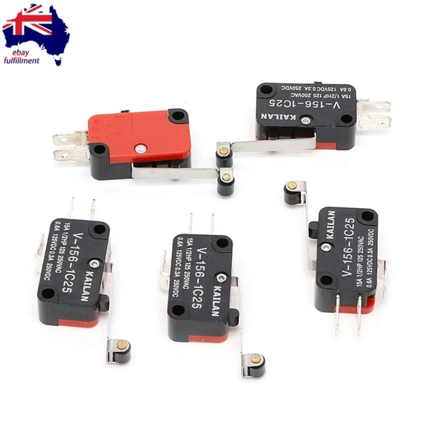 5* V-156-1C25 MICRO Limit Switch Long Hinge Roller Momentary SPDT Snap Action C $7.55 - PicClick AU
