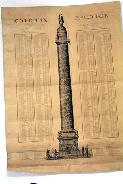 GRAVURE ANCIENNE GRAND Format Colonne Nationale-Fastes Militaires ...