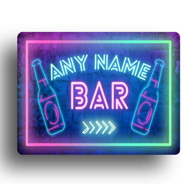 MAN CAVE NEON Signs Metal Personalised Retro Pub Wall Beer Club Bar ...