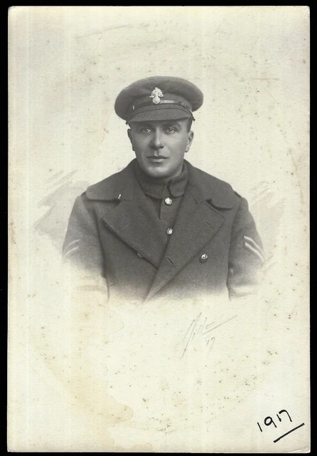 WW1 PHOTO CARD Handsome British Soldier Fusilier Sergeant Military 1917 ...