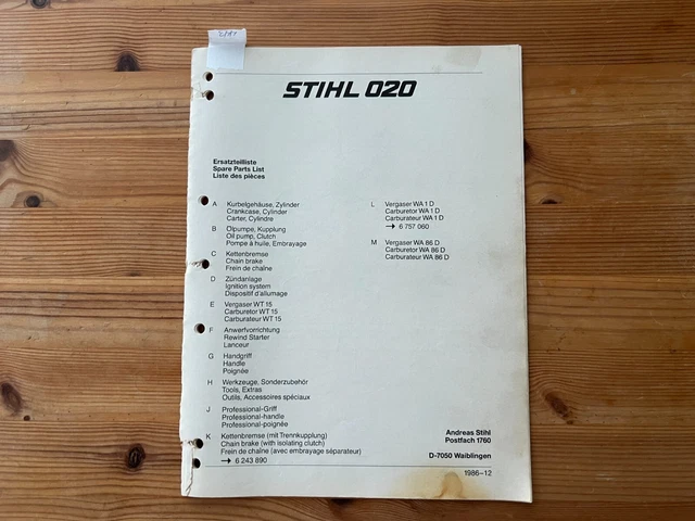 OEM STIHL CHAINSAW IPL Illustrated Spare Parts List Diagram Manual Book ...