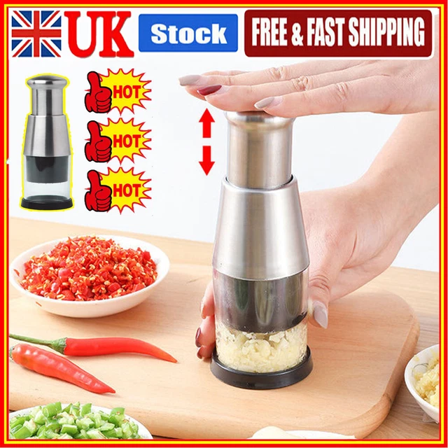 MANUAL HAND PRESS Garlic Onion Vegetable Food Chopper Cutter Processor ...