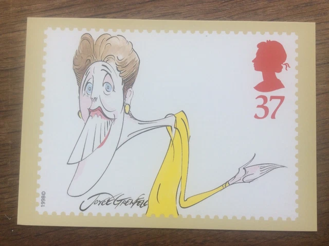 ROYAL MAIL STAMP Postcard Comedians Joyce Grenfell Gerald Scarfe ...