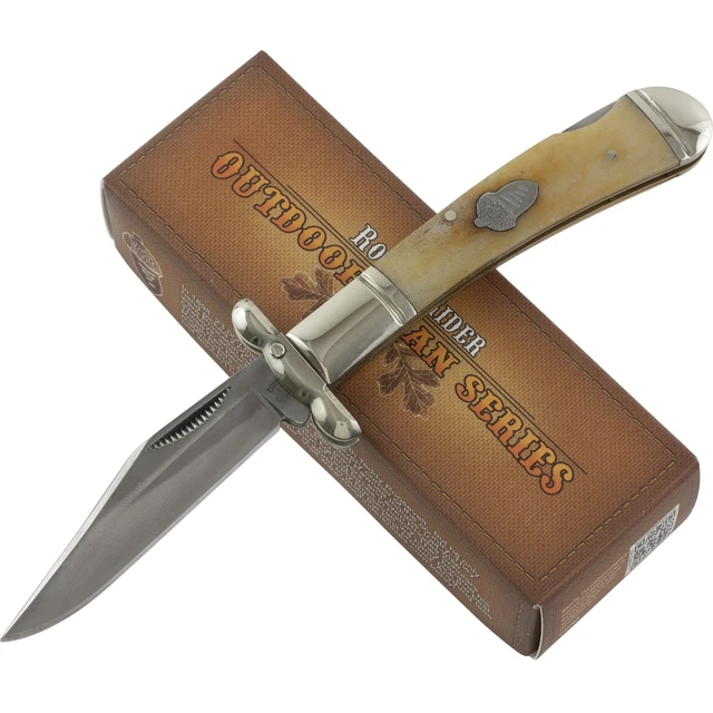 ROUGH RIDER TOBACCO Smooth Bone Handle Swing Guard Lockback Pocket ...