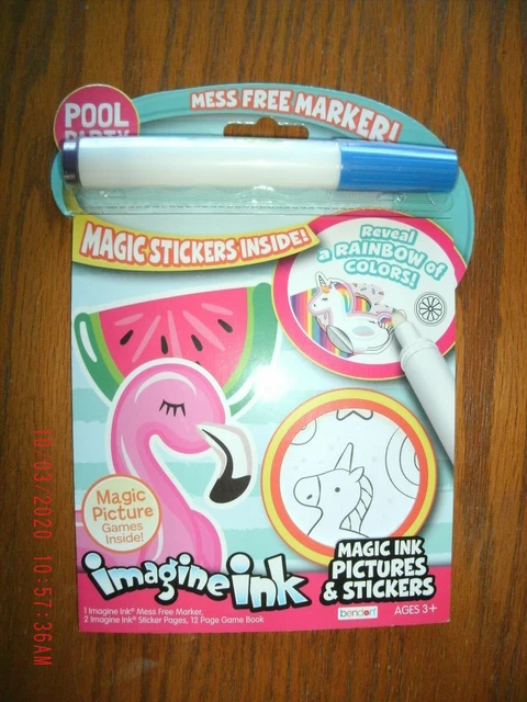 NEW IMAGINE INK Pool Party Magic Ink Color & Sticker Activity Book 14 ...
