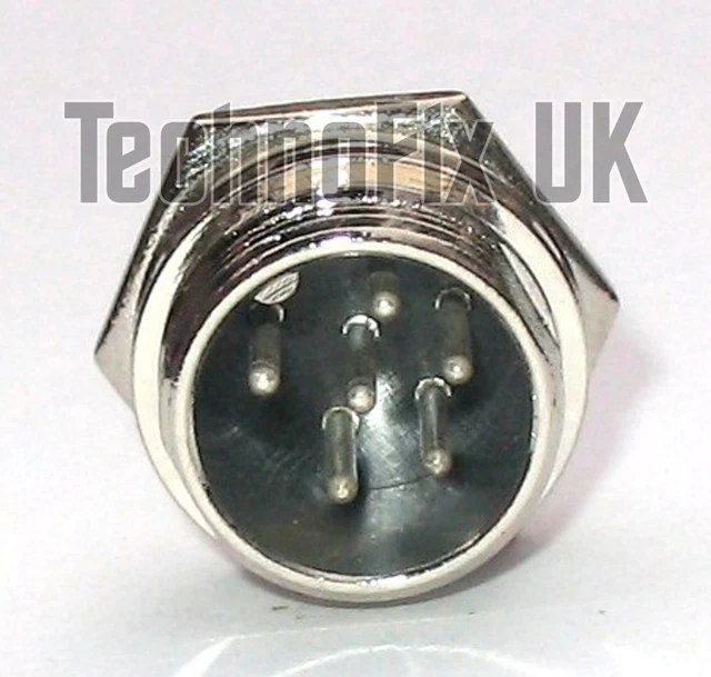 2 X 6 pin microphone connector locking chassis panel socket mike (GX16 ...