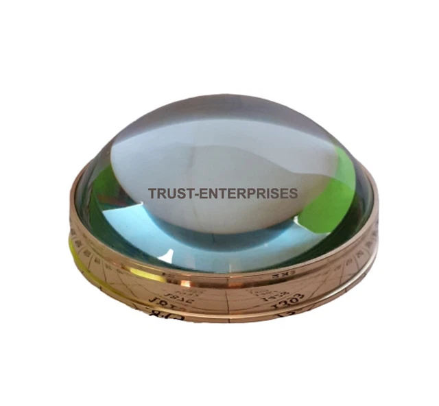 VINTAGE BRASS MAGNIFYING Glass Chart Paper Reader Weight Magnifier ...