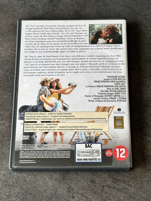 GREEN CARD DVD Gerard DEPARDIEU Andie MacDOWELL Peter WEIR EUR 8,00 ...