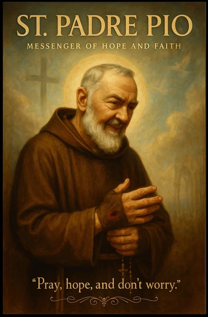 ST. PADRE PIO Messenger of Hope and Faith Poster £16.85 - PicClick UK