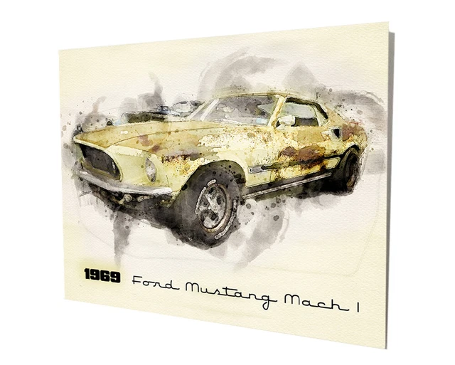1969 FORD MUSTANG Mach 1 Muscle Car Design 16x20 Aluminium Art Mural ...