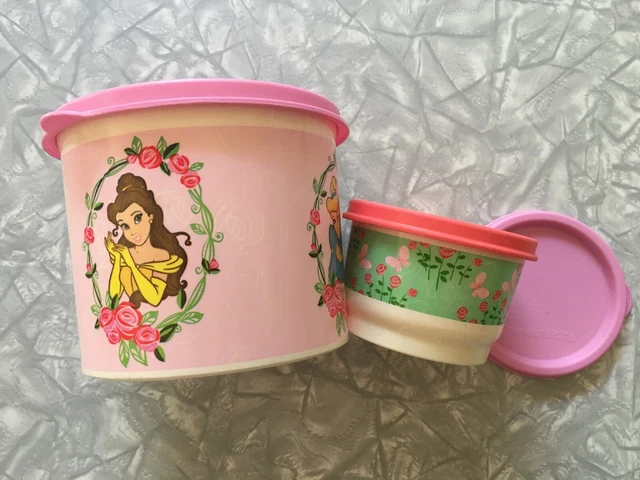 DISNEY PRINCESS TUPPERWARE 4 Princesses Canister Snack Container Lunch ...