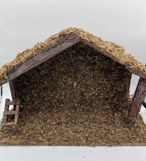 LARGE VINTAGE NATIVITY Manger Stable Wood Christmas Crèche $104.99 ...