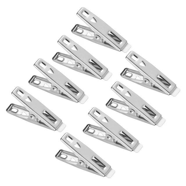 100 PCS/PACK PORTABLE Clothes Line Clamp Drying Rack Hanger Stainless ...