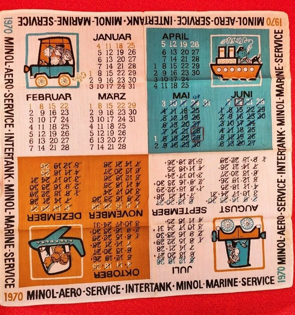 DDR TANKSTELLE MINOL Service Intertank Marine Kalender Tuch Aero ...