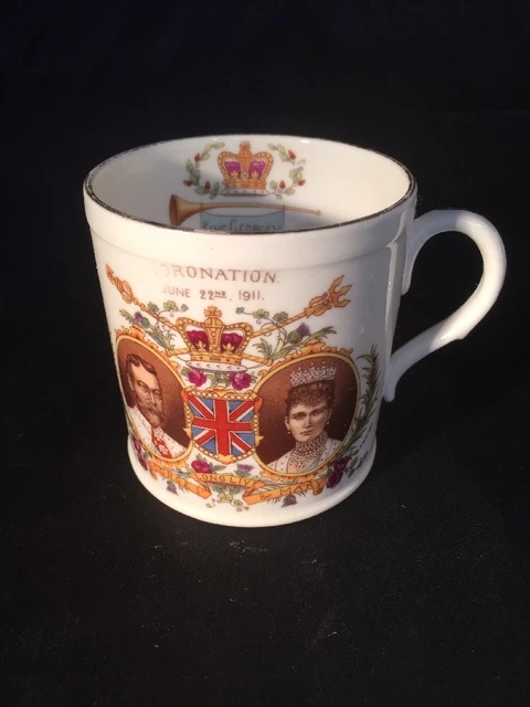 ANTIQUE SHELLY CHINA Mug King George V Coronation 1911 Urban District ...