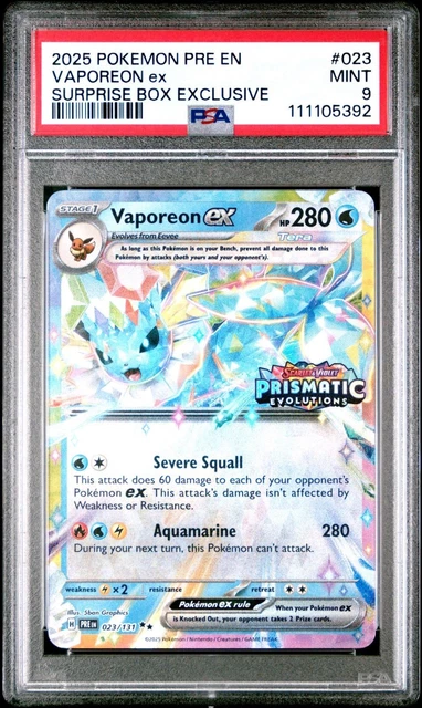 2025 POKEMON PRE En-Prismatic Evolutions #023 Vaporeon Ex Psa 9 £11.14 ...