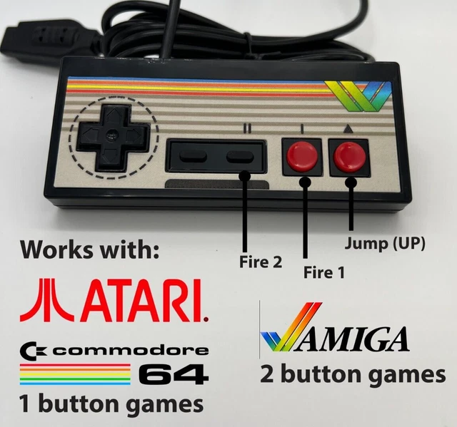 AMIGA CONTROLLER GAMEPAD Commodore 64 Atari 2600 Control Pad Power ...