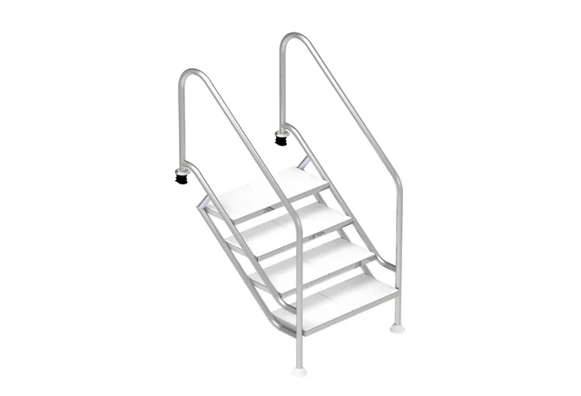 POOLTREPPE DELUXE 7 stufig V4A Stahl breite und lange Bauweise ...