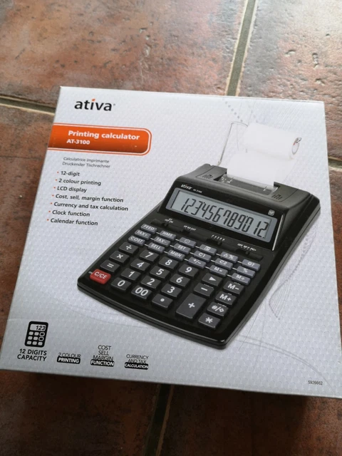 ATIVA AT 3100 BATTERY + MAINS OPERATED DESK PRINTING CALCULATOR + 3 ...