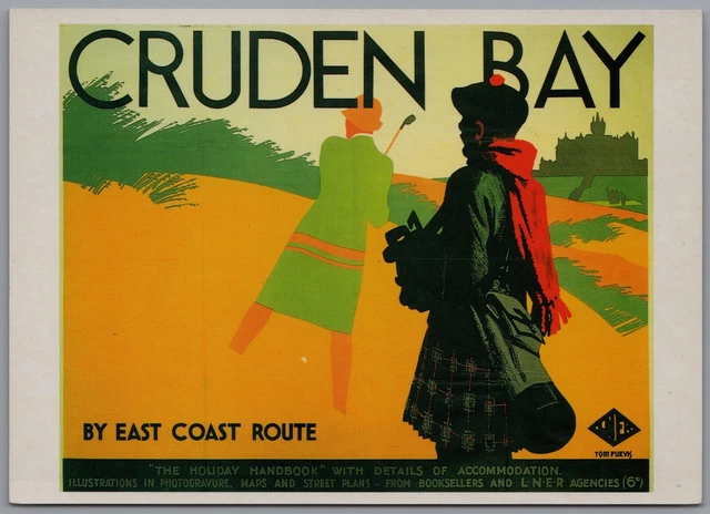 CRUDEN BAY BY East Coast Route LNER Railway Advert Poster Postcard £5. ...