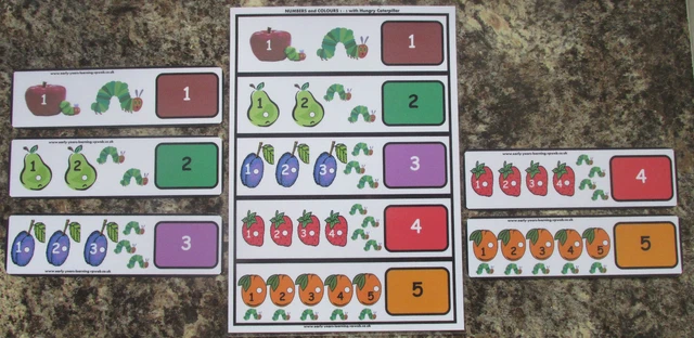 HUNGRY CATERPILLAR NUMBERS & colours POSTER and flash cards ~ Autism ...