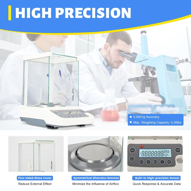 LAB ANALYTICAL BALANCE 10 mg 120 x 0.0001 g Digital Precision Scale ...