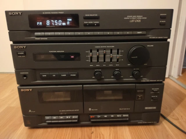 VINTAGE SONY LBT-D105 Hi Fi Stereo Radio Cassette Tuner Amplifier Midi ...