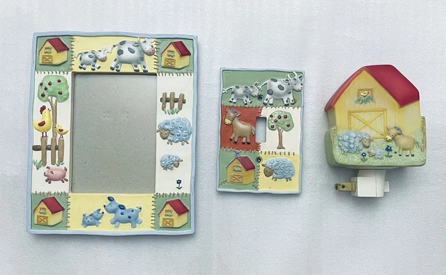 KIDSLINE BARNYARD TODDLER Room Set Farm Frame, Light Switch Cover ...