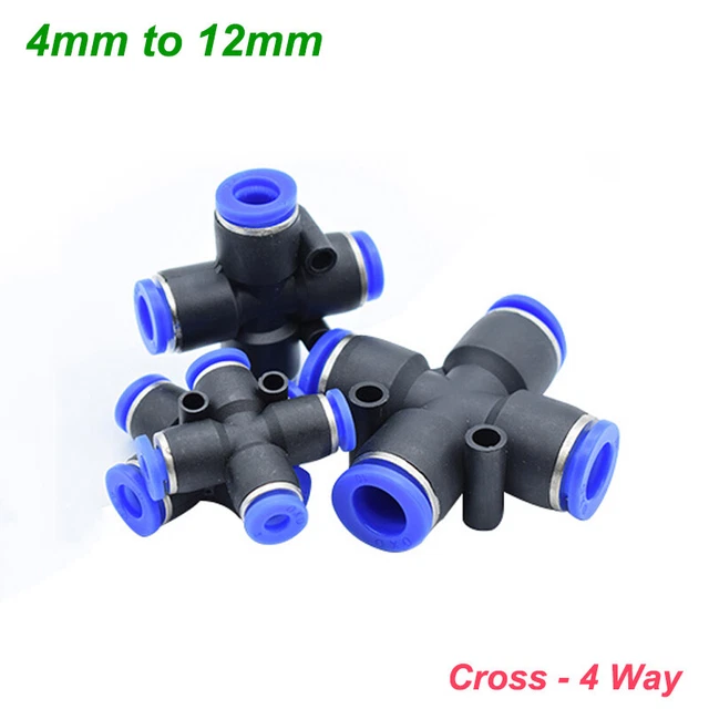 CROSS PNEUMATIC PUSH Connector Fittings Air Water Line Tube Hose ...