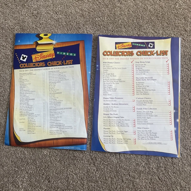 DISNEY VHS VINTAGE Movie Poster Promotional Checklist Display Store ...