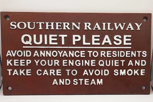 VINTAGE ORIGINAL ANTIQUE Large Cast Iron Railway Sign Steam Train ...