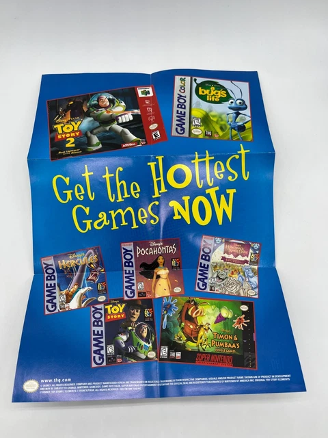 TOY STORY 2 Vintage THQ Game Boy Video Game Promo Poster Insert Disney ...