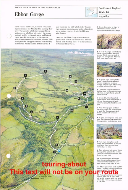 EBBOR GORGE SOMERSET Vintage Walking Route & Map circa 1975 #10 £3.49 ...