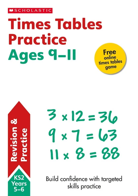 TIMES TABLES WORKBOOK for children Ages 9-11 with free online practice ...