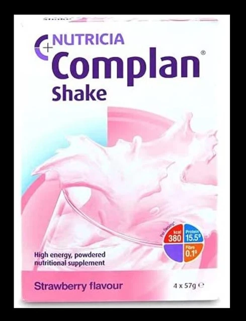 COMPLAN WEIGHT GAIN Vitamin Rich Drink Strawberry Flavour 4x57g Sachets ...