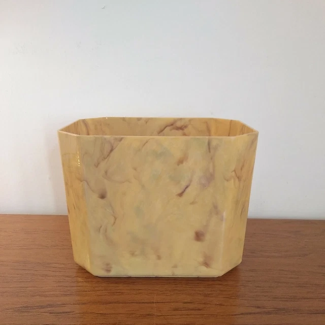 BAKELITE PLANTER/BIN MARBLE EFFECT ORIGINAL 1940s CREAM/PALE YELLOW (A ...
