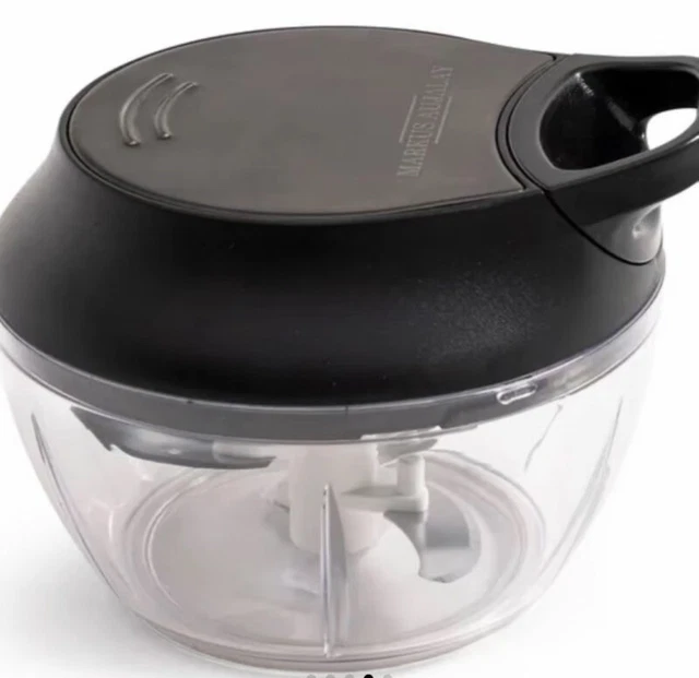 MANUAL SALAD CHOPPER Bowl 3 Blade Hand Press Vegetable Fruit Cutter ...