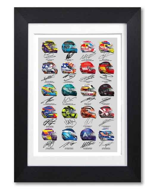 FORMULA ONE 2023 All Drivers Helmets Signed Poster Print Photo F1 Lewis ...