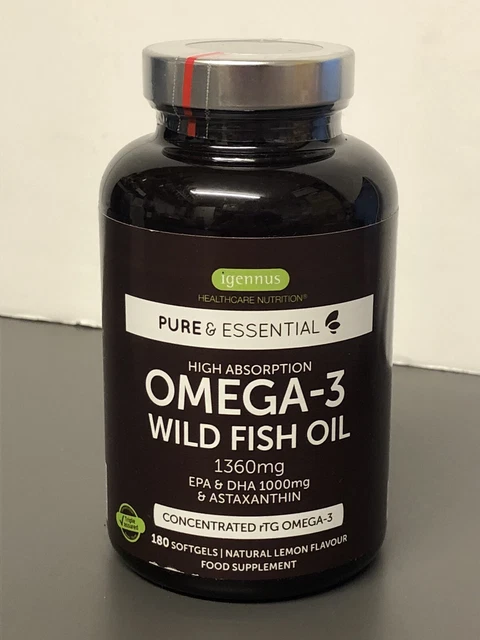 IGENNUS PURE & Essential Omega-3 Wild Fish Oil 1360mg EPA & DHA 1000mg ...