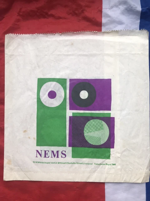 THE BEATLES/BRIAN EPSTEIN Rare 1960,s NEMS 45 Single Record Bag £89.00 ...