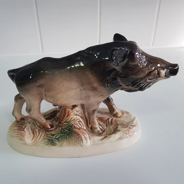 HERTWIG GDR WILD Boar Pig Ceramic figurine Cold War 20cm East Germany ...