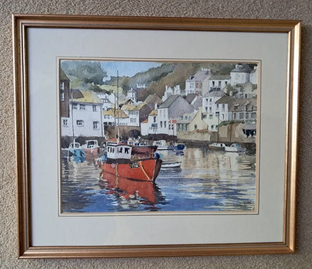 RALPH WILKINSON - Watercolour - Polperro - Signed - Dated - Framed £29. ...