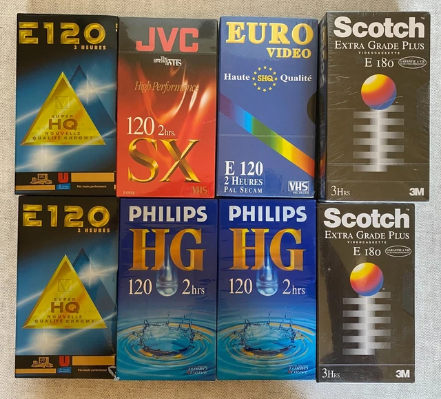 LOT 9 VHS vierges neuves sous blister 6 x E120 et 3 x E180 EUR 9,00 ...