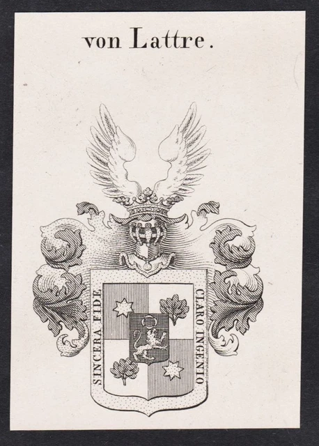 LATTRE WAPPEN BLASON Héraldiques Généalogie Gravure 1820 EUR 15,18 - PicClick FR