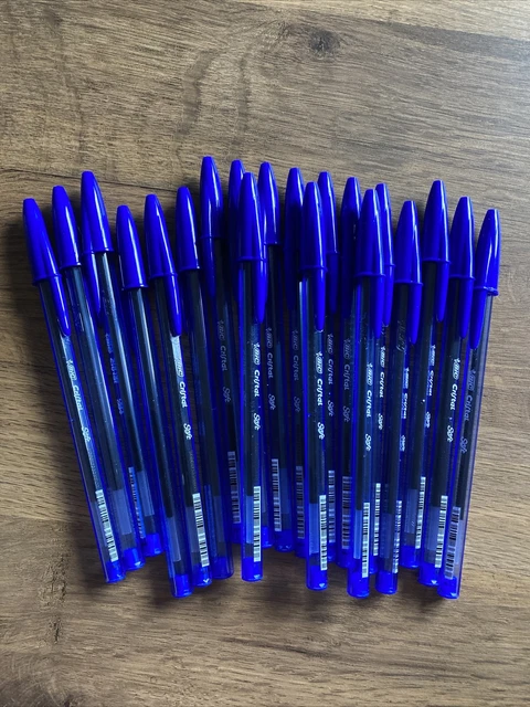 BIC CRISTAL SOFT Blue Medium Ball Pen BLUE INK( PKT 20 PENS )BIC REF ...