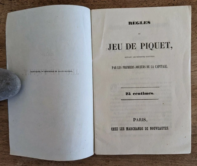 RARE FASCICULE &RÈGLES du jeu de piquet" edition Les marchands de ...