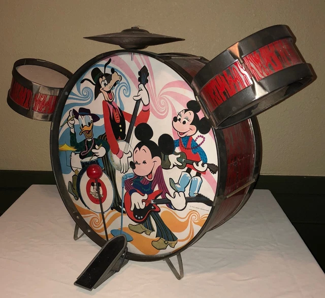 1973 MICKEY MOUSE Club Drum Set Walt Disney Children's Toy Kit Donald ...