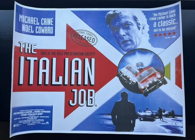 REPRODUCTION VINTAGE MICHAEL CAINE - THE ITALIAN JOB Movie Poster Size ...